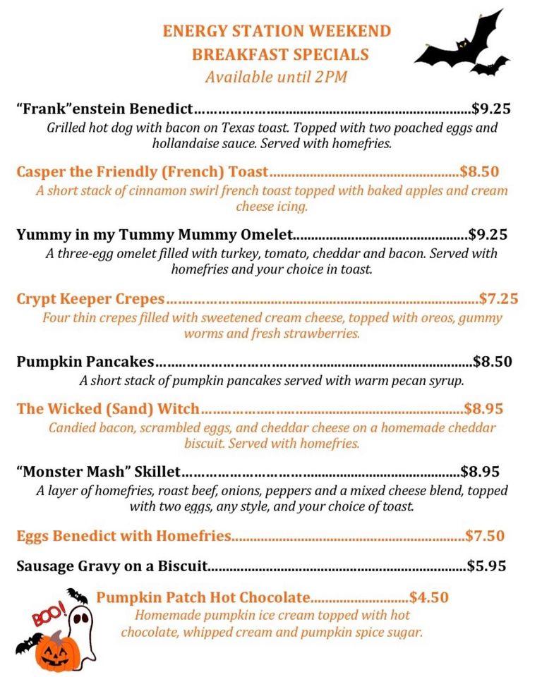Menu at Energy Station restaurant, Harleysville