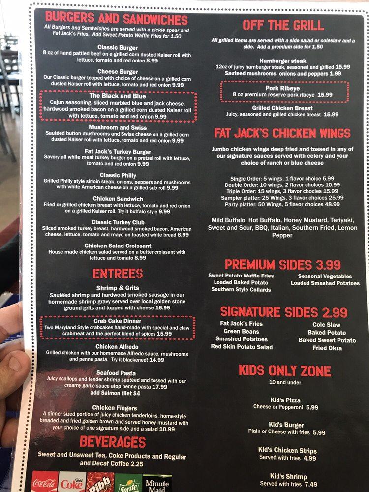 Menu at Fat Jack's pub & bar, Walterboro, Bells Hwy