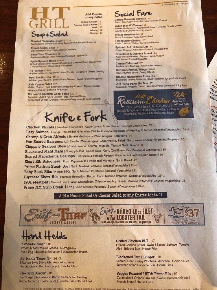 Menu at H.T. Grill pub & bar, Redondo Beach