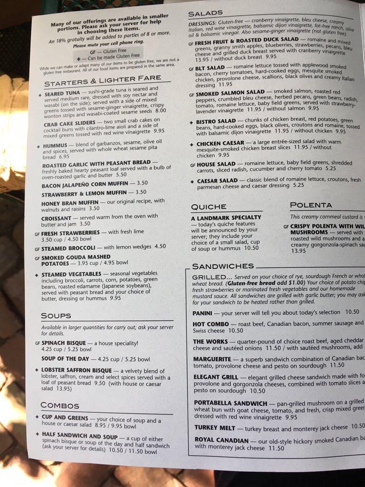 Menu at Landmark Café & Crêperie cafe, Galesburg