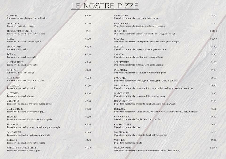 Speisekarte von Ristorante Pizzeria Al Gelso, Udine