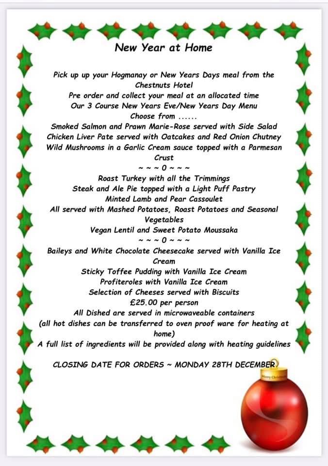 Menu at Chestnuts Restaurant & Hotel, Ayr