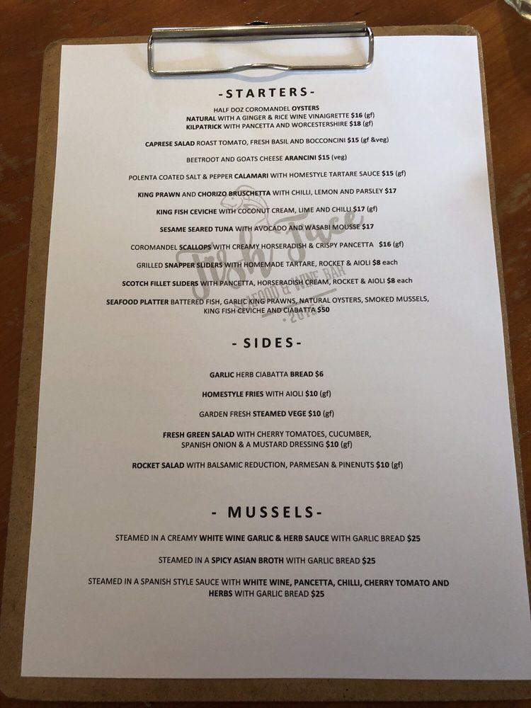 Menu at Fish Face pub & bar, Tauranga