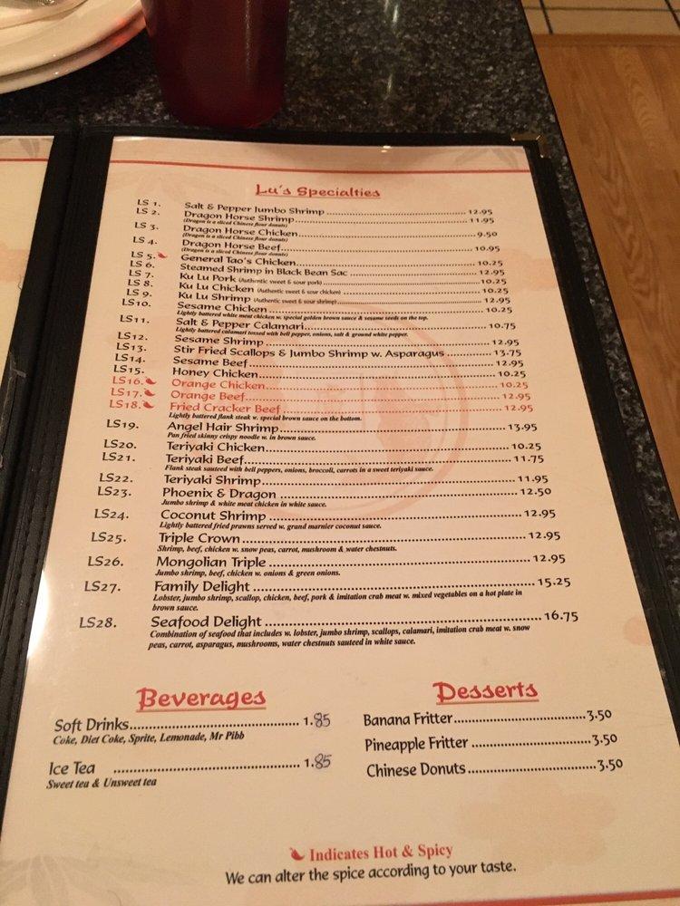 Menu at House of Lu restaurant, Hiram