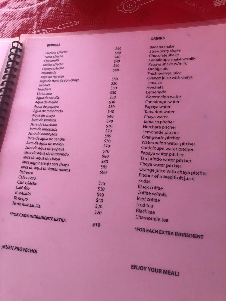 Menu at Loncheria Alexia y Geovanny restaurant, Isla Mujeres