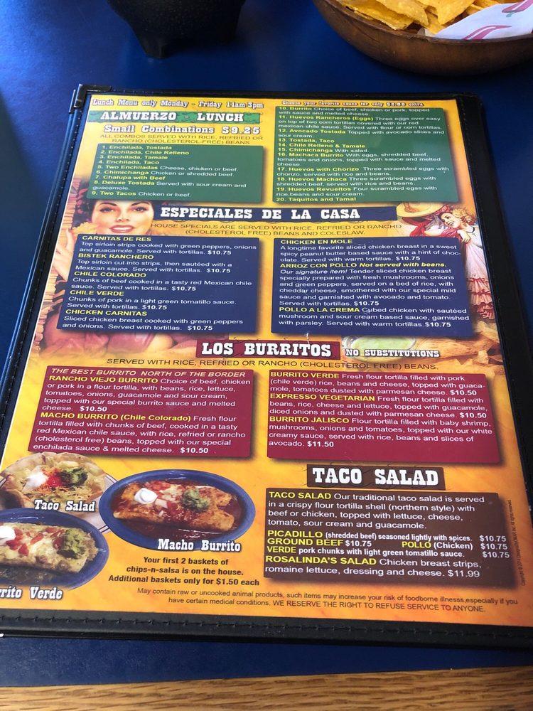 Menu at Mazatlan Mexican Restaurant, Oakridge
