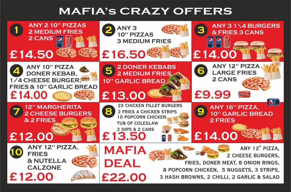Menu at PIZZA MAFIA restaurant, Hull, 67 Princes Avenue