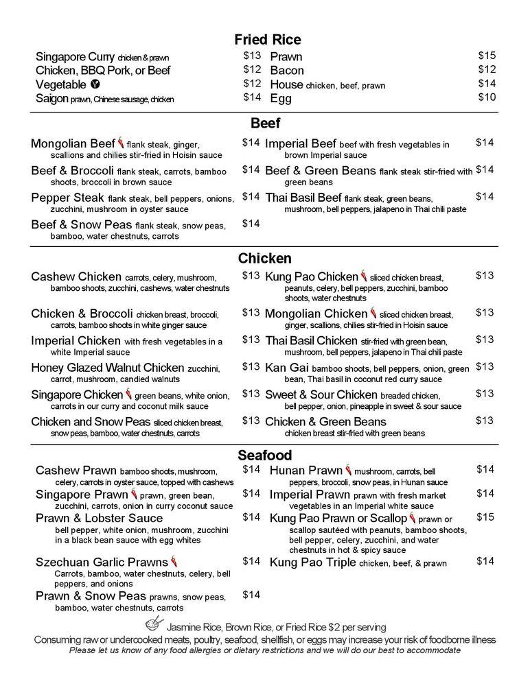 Menu at Simon's restaurant, Port Orchard