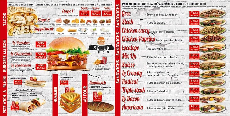 Menu at Bella Food Caudry restaurant, Caudry