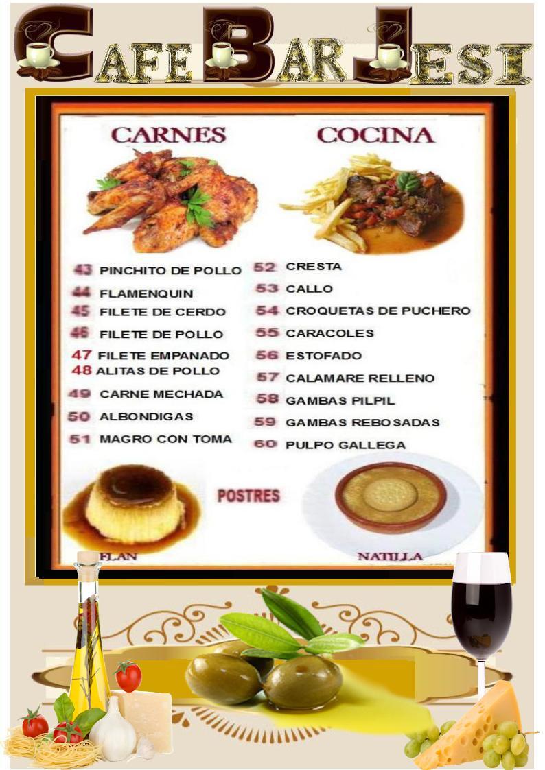 Menu at Bar Jesi, Málaga