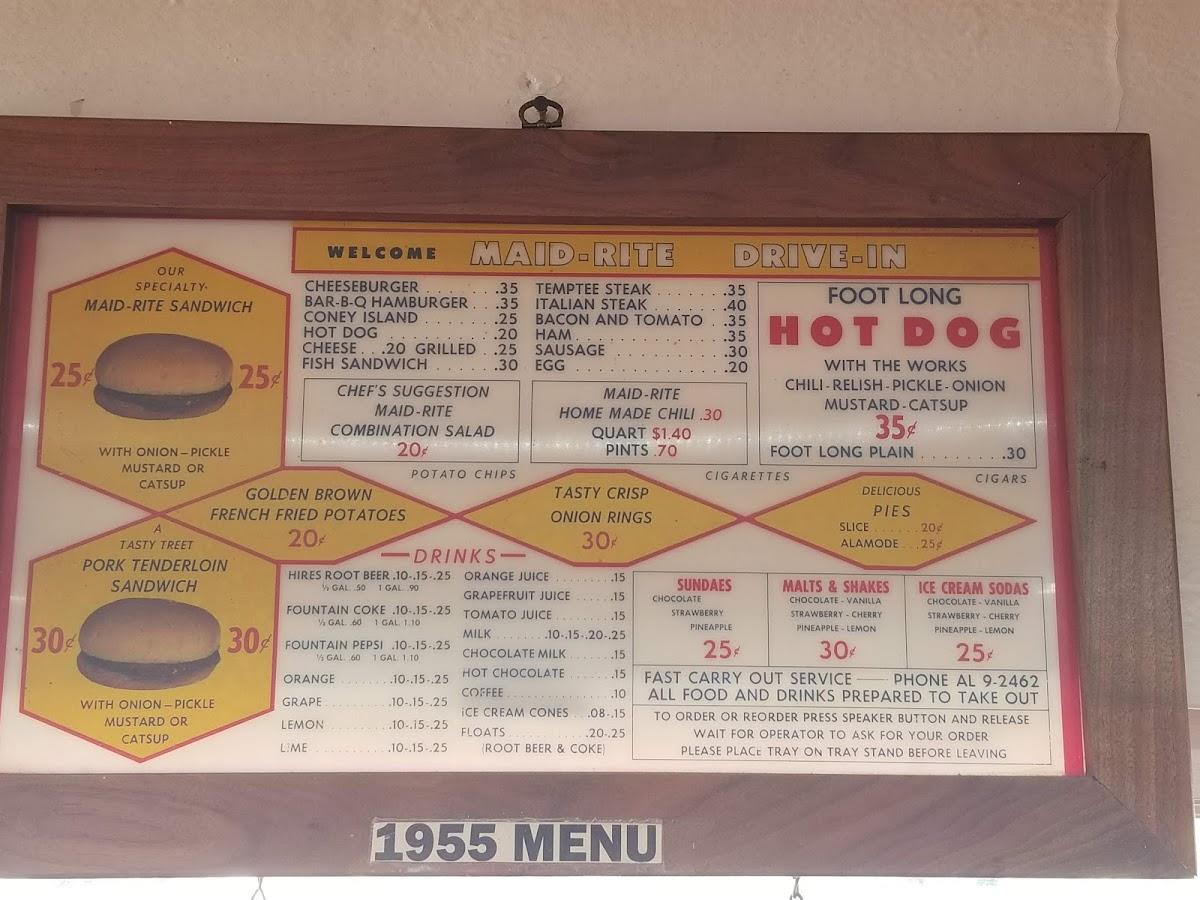 Menu at Maid-Rite restaurant, Lexington