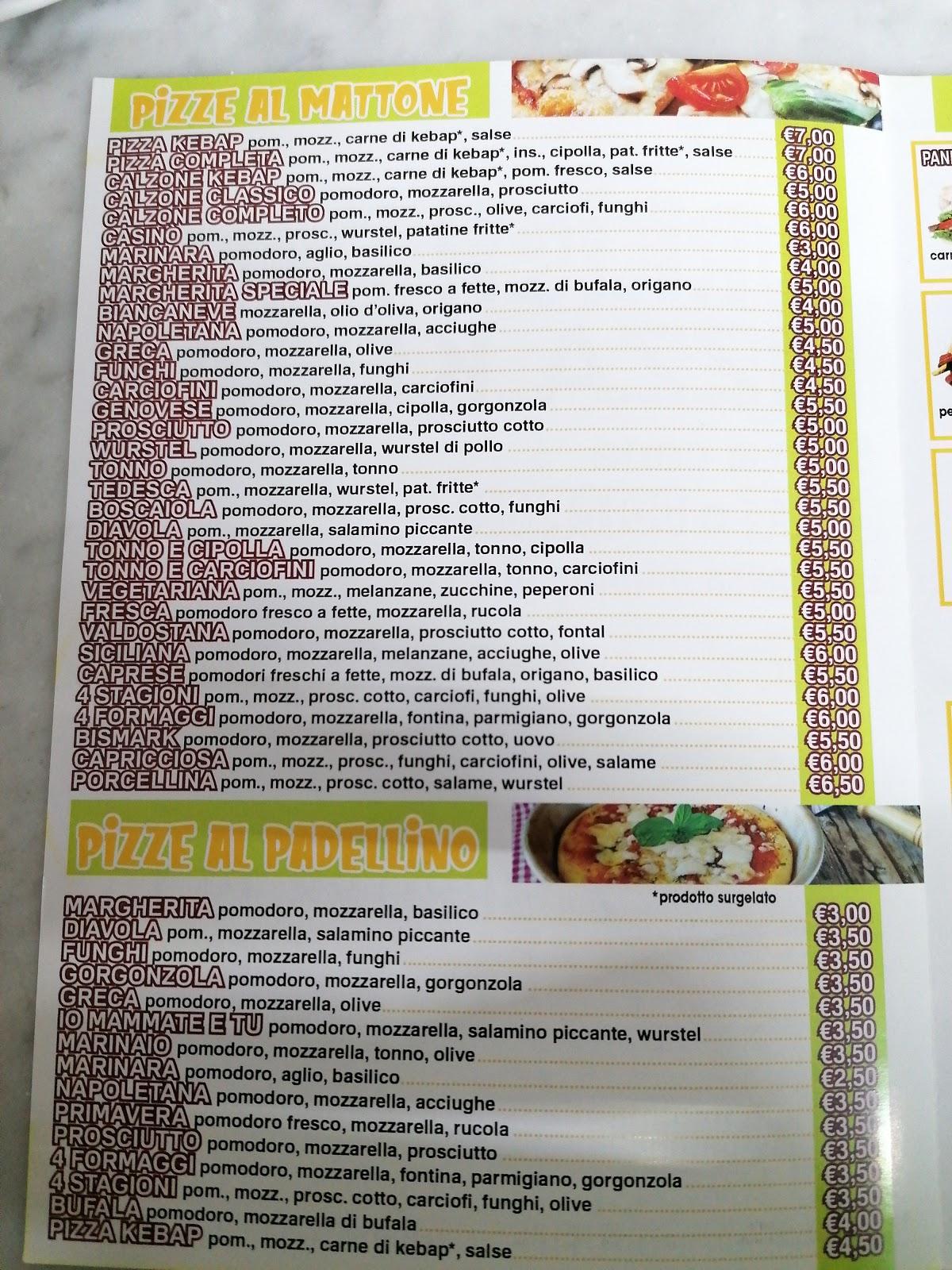 Menu at RAFFAELLO PIZZERIA KEBAP, Turin