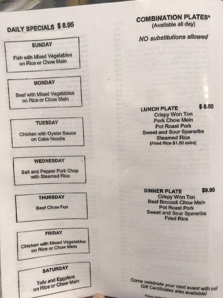 Menu at Au's Garden Chinese Restaurant, Honolulu