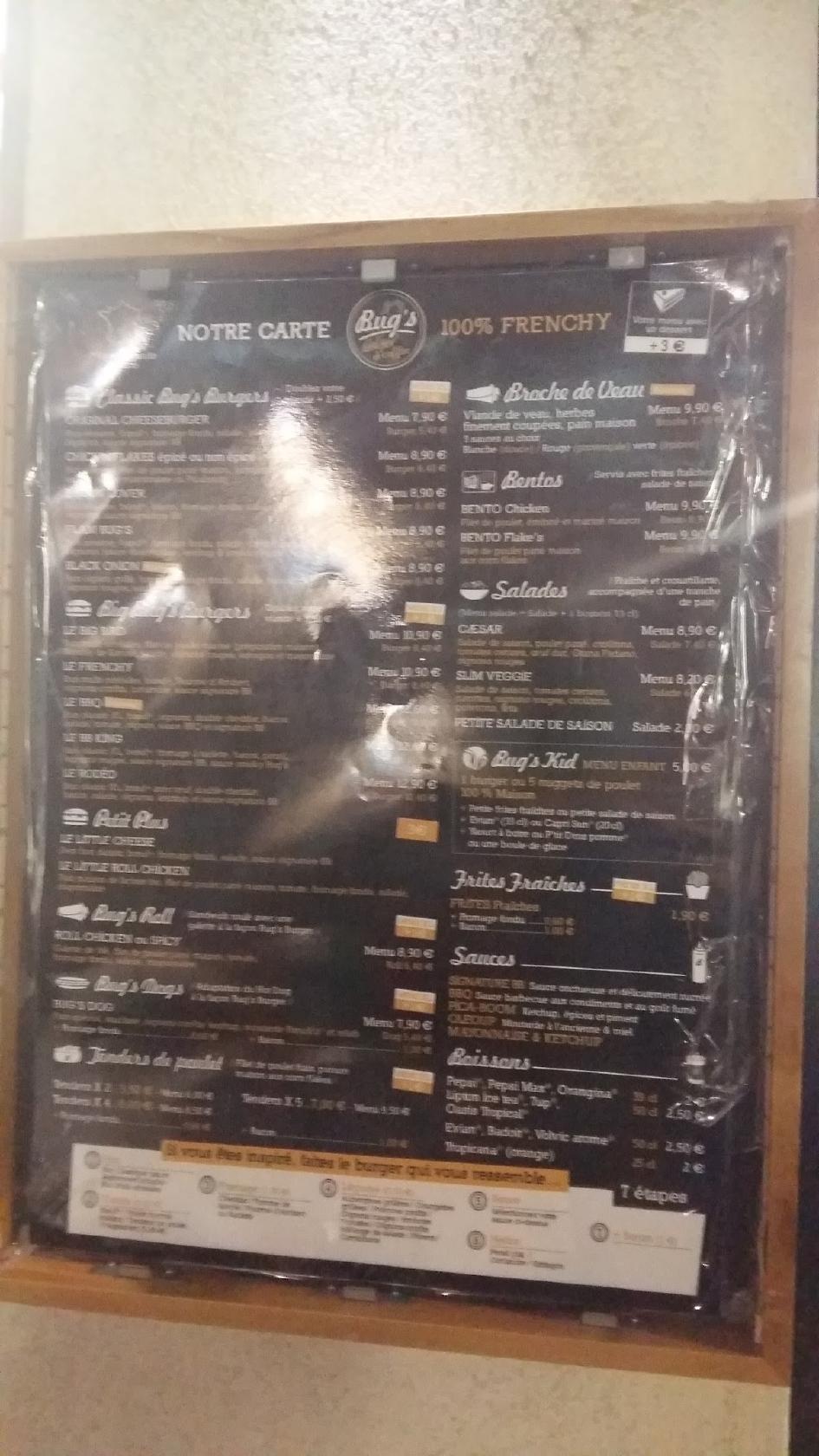 Menu at Bug's Burger & Coffee restaurant, Marseille