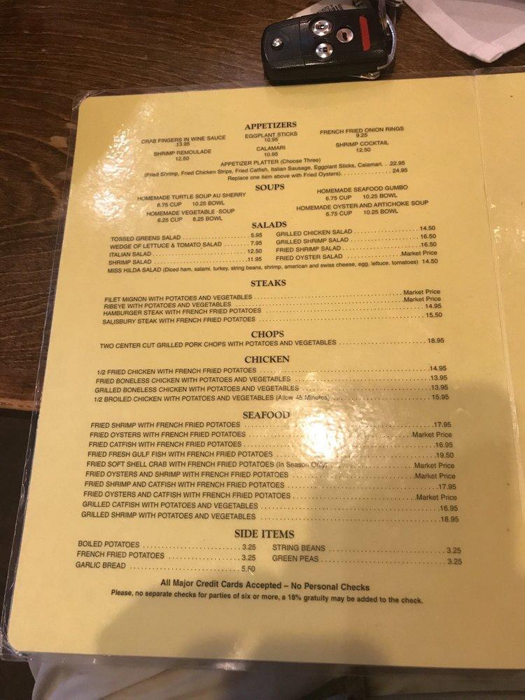 Menu at Mandina's Restaurant, New Orleans