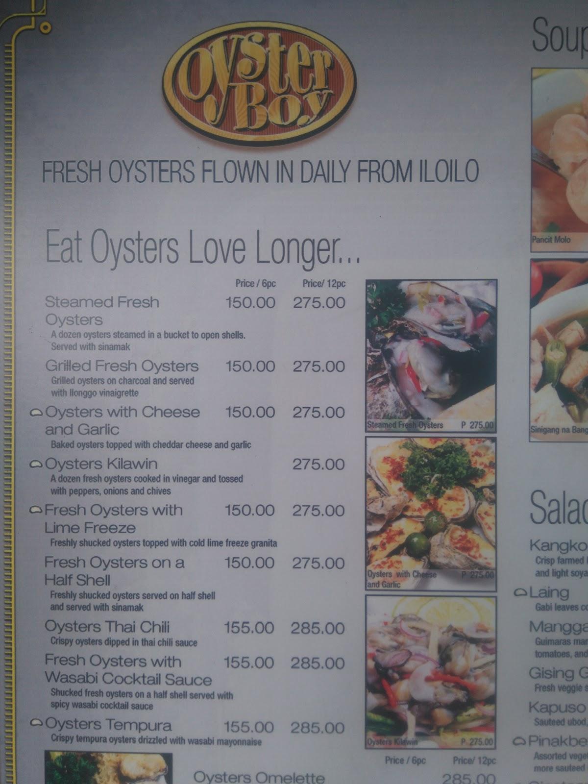 Menu at Oyster Boy - Shopwise Araneta City restaurant, Quezon City