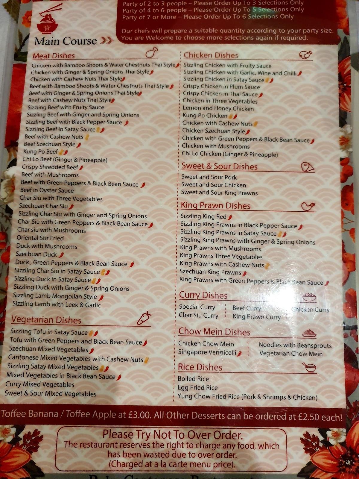 Menu at Ruby restaurant, Royal Leamington Spa