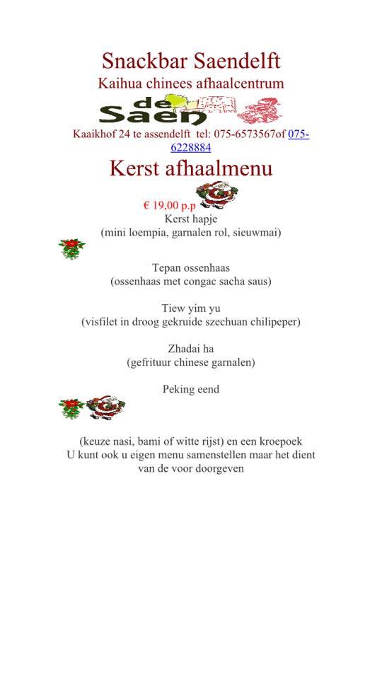 Menu at Snackbar Saendelft, Assendelft