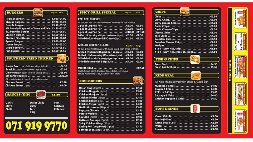 Menu at Spicy Grill Sligo restaurant, Sligo