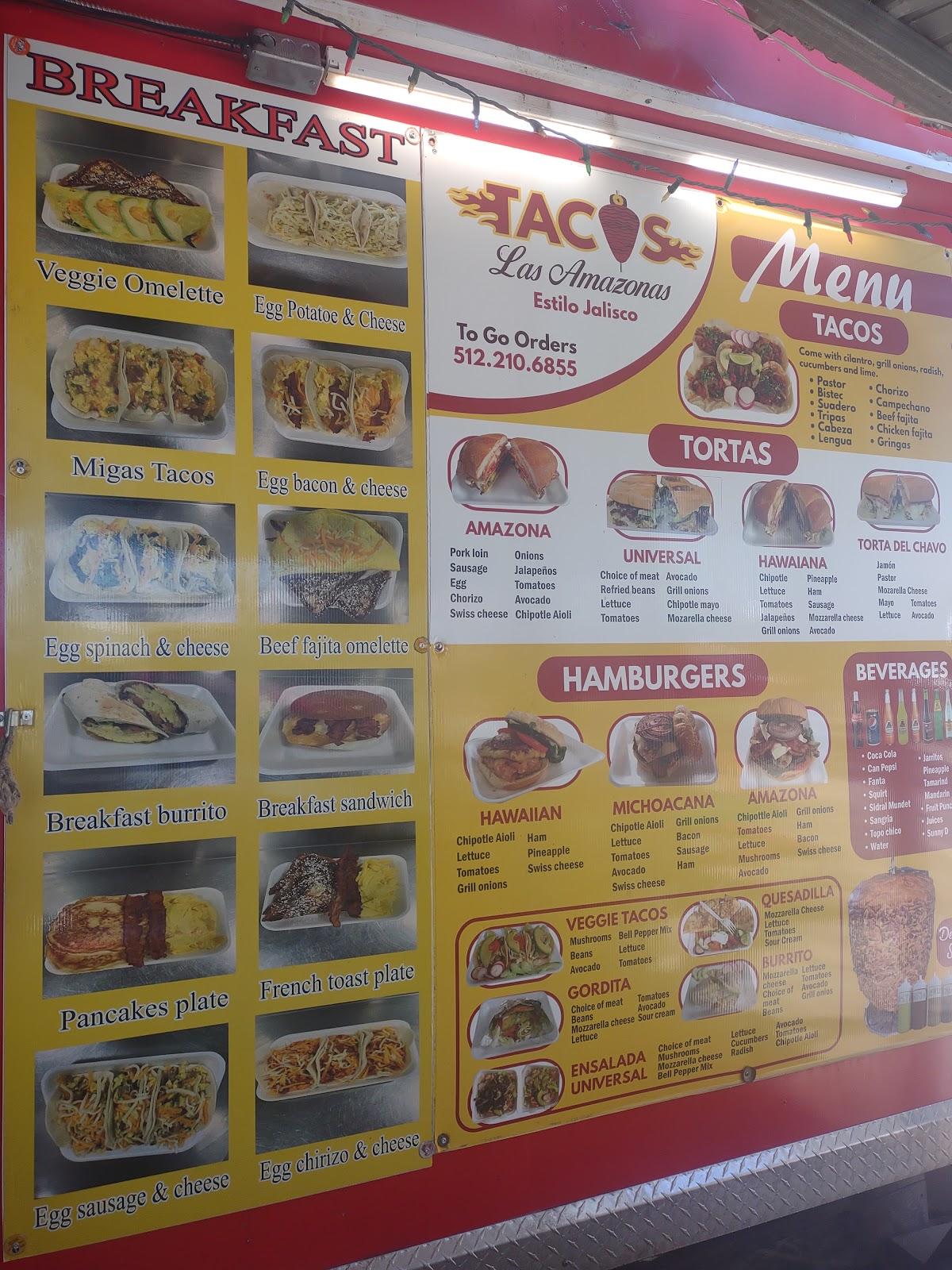 Menu at Tacos Las Amazonas Estilo Jalisco restaurant, Austin