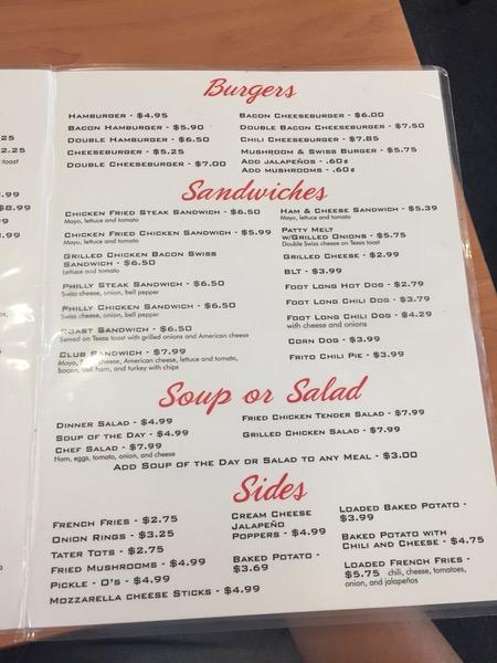 Menu at Wright's Diner restaurant, Marlow, N Broadway St