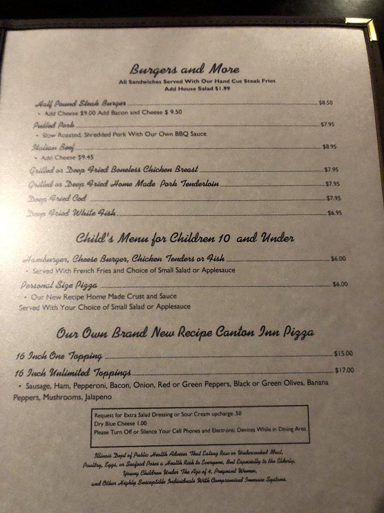 Menu at Canton Inn pub & bar, Hillsboro, 303 22nd St