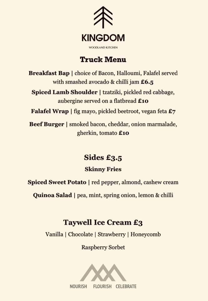 Menu at Kingdom cafe, Penshurst