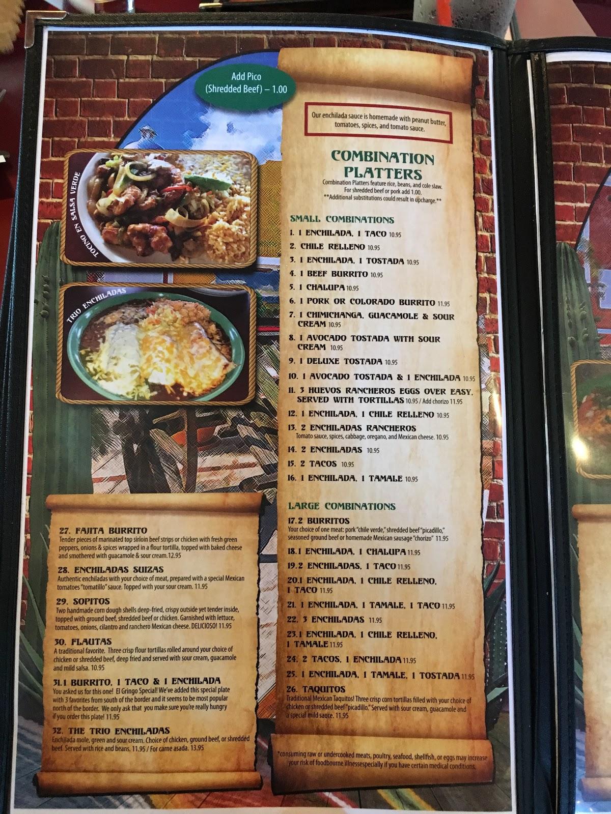 Menu at Cinco de Mayo restaurant, La Grande