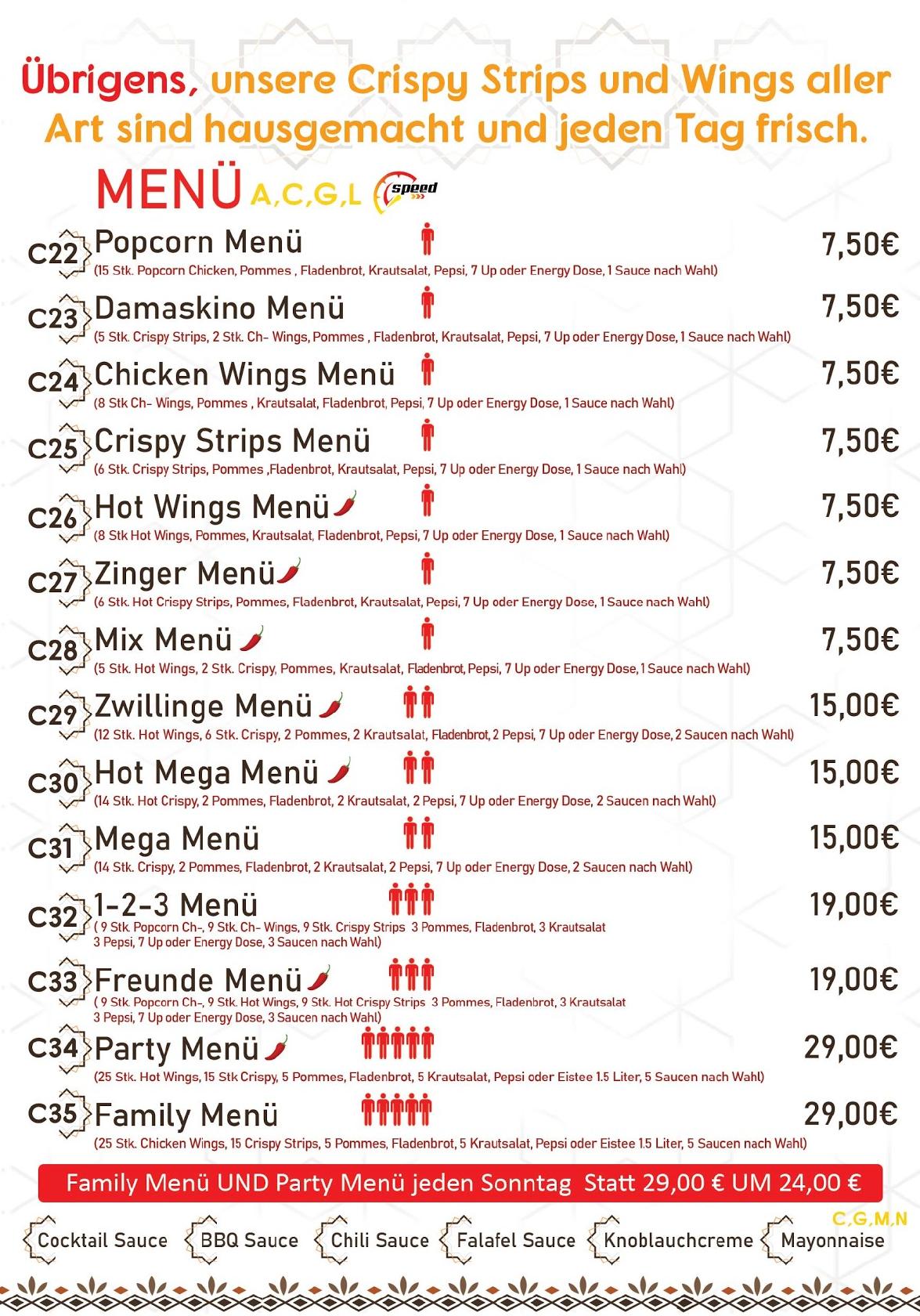 Menu at Damaskino Syrisches Street Food restaurant, Zwettl
