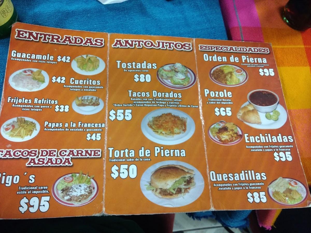 Menu at EL IMPOSIBLE TACOS RIGO'S restaurant, Torreón
