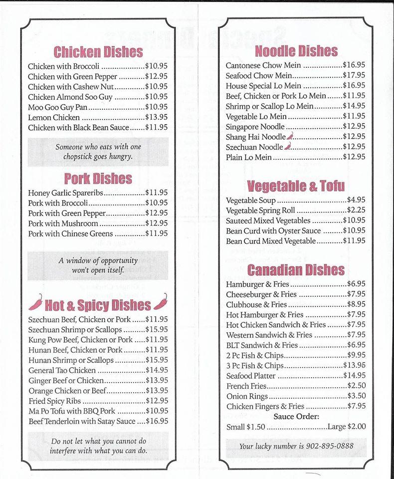 Menu at Golden Wu Restaurant, Truro
