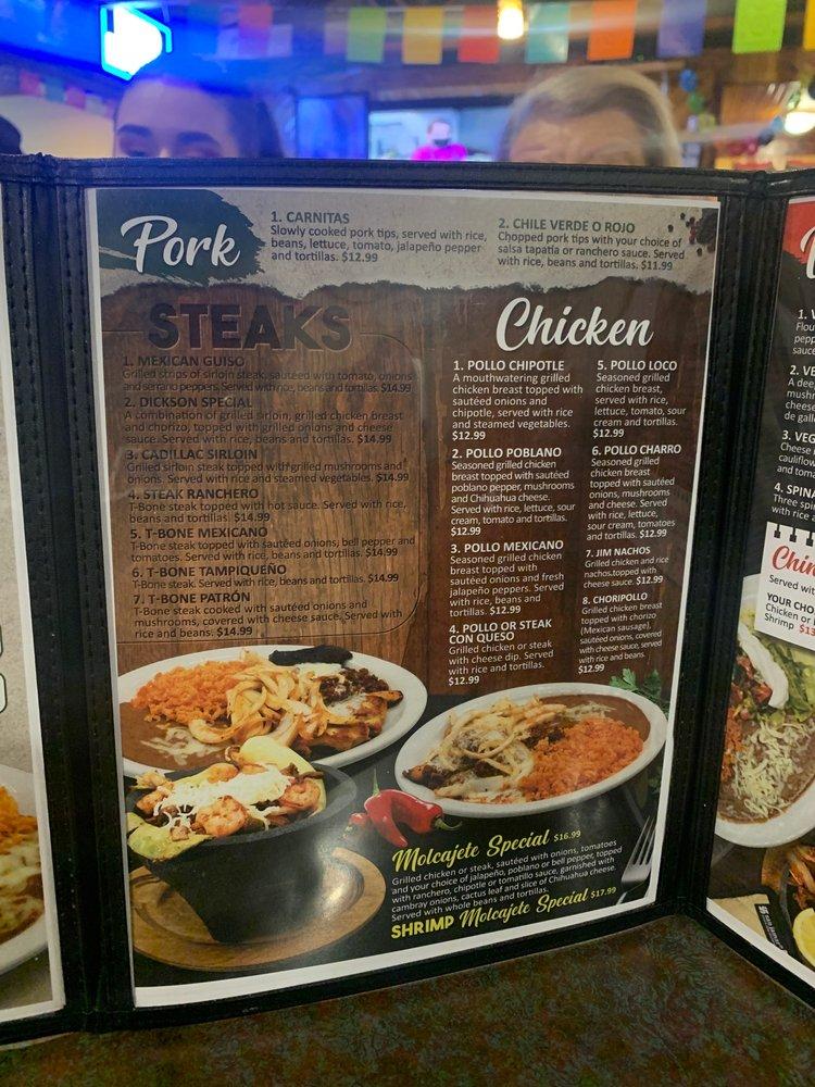 Menu at Javi's Mexican Restaurant, Dickson