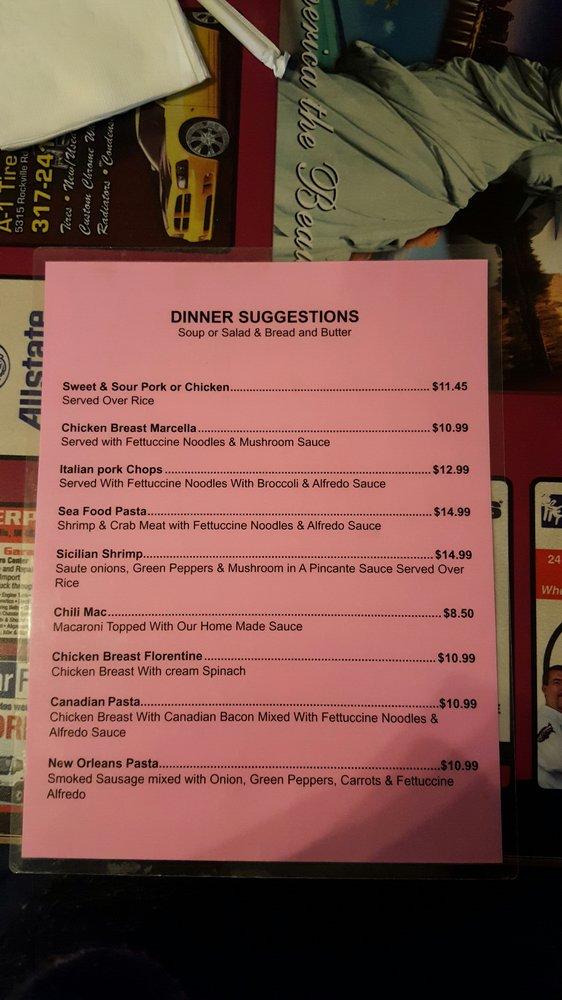 Menu at Paragon Restaurant, Indianapolis
