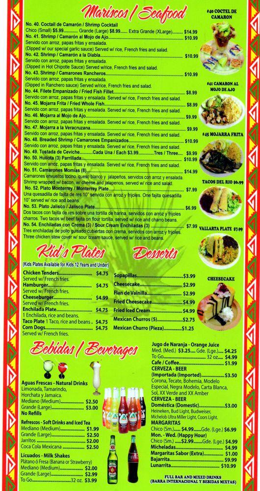 Menu at Taqueria El Jimador restaurant, Clute