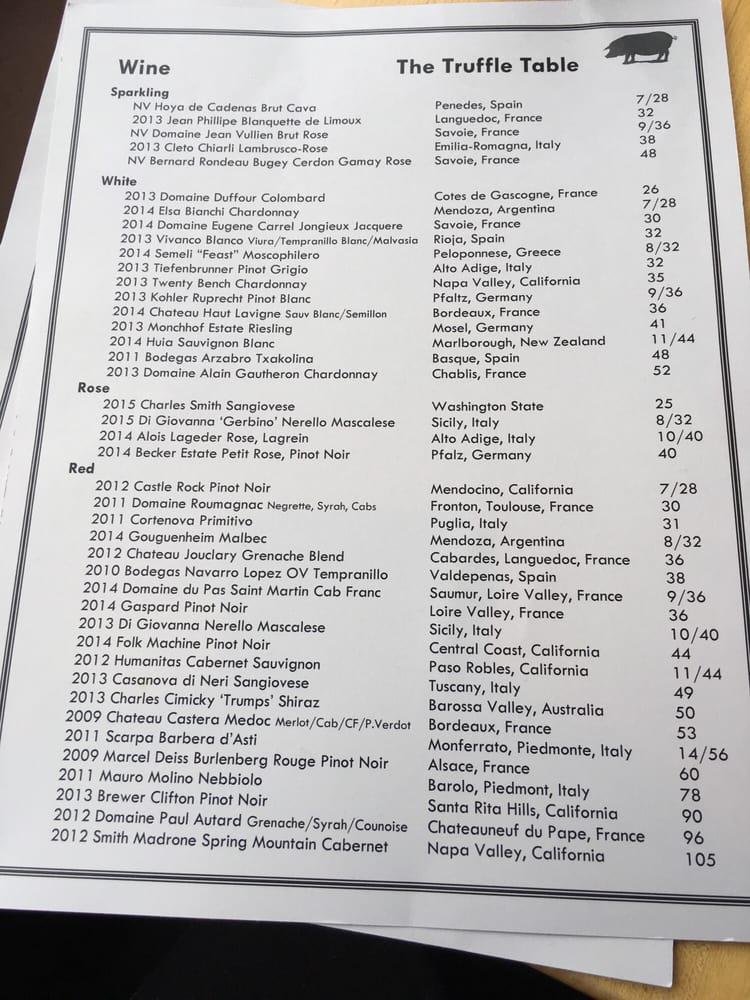 Menu at The Truffle Table pub & bar, Denver