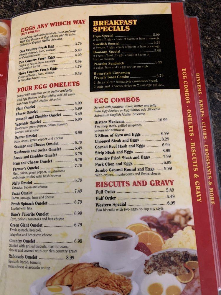Menu at Uncle John's restaurant, Belvidere