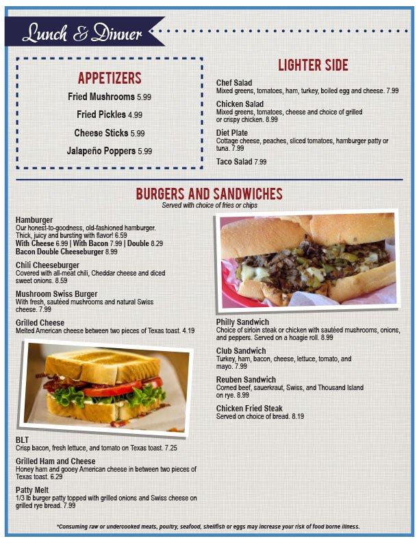 Menu at Blue Ribbon Diner restaurant, Muldrow