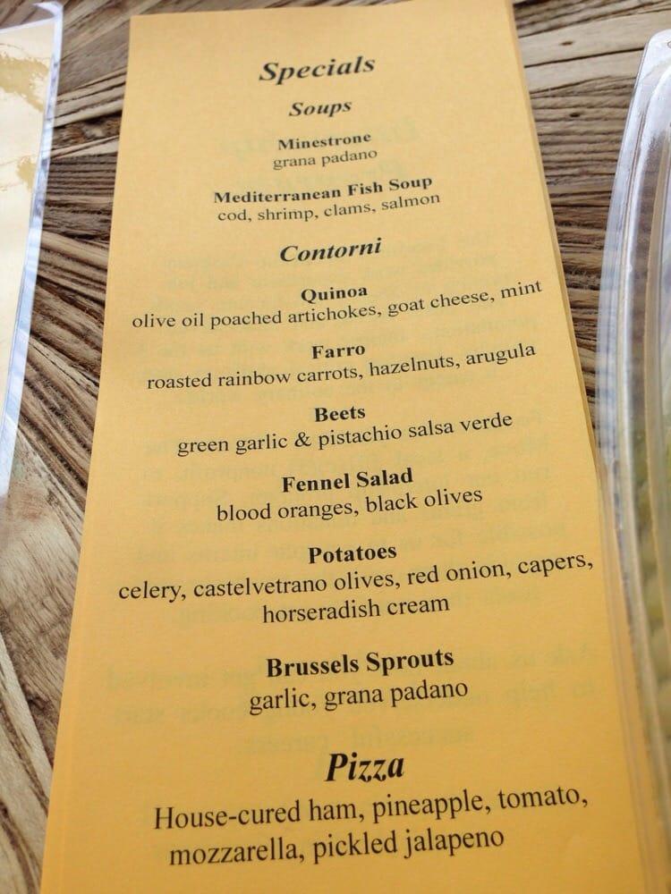 Menu at Foodshed Take Away pizzeria, Napa, Old California Way