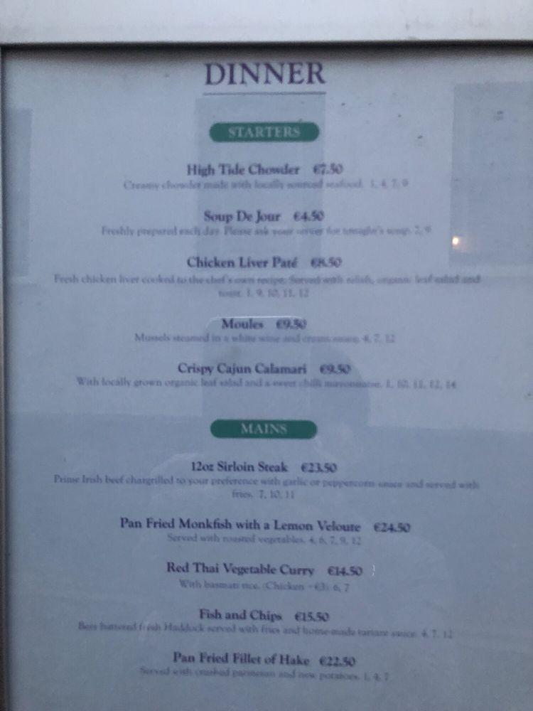 Menu at High Tide Kinsale restaurant, Kinsale