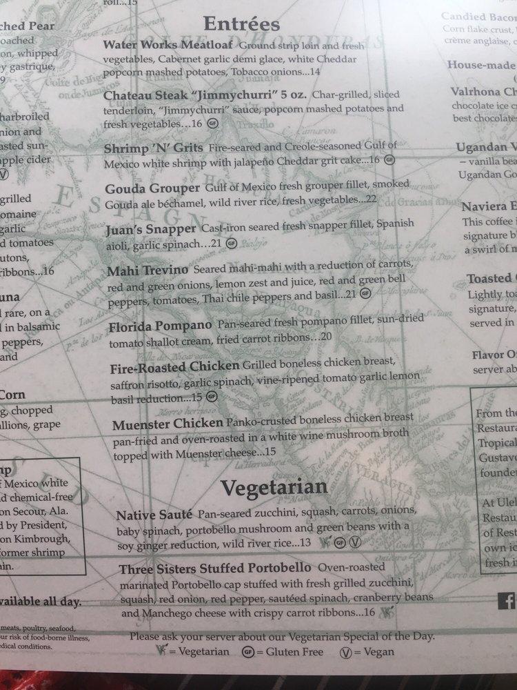 Menu at Ulele restaurant, Tampa, N Highland Ave