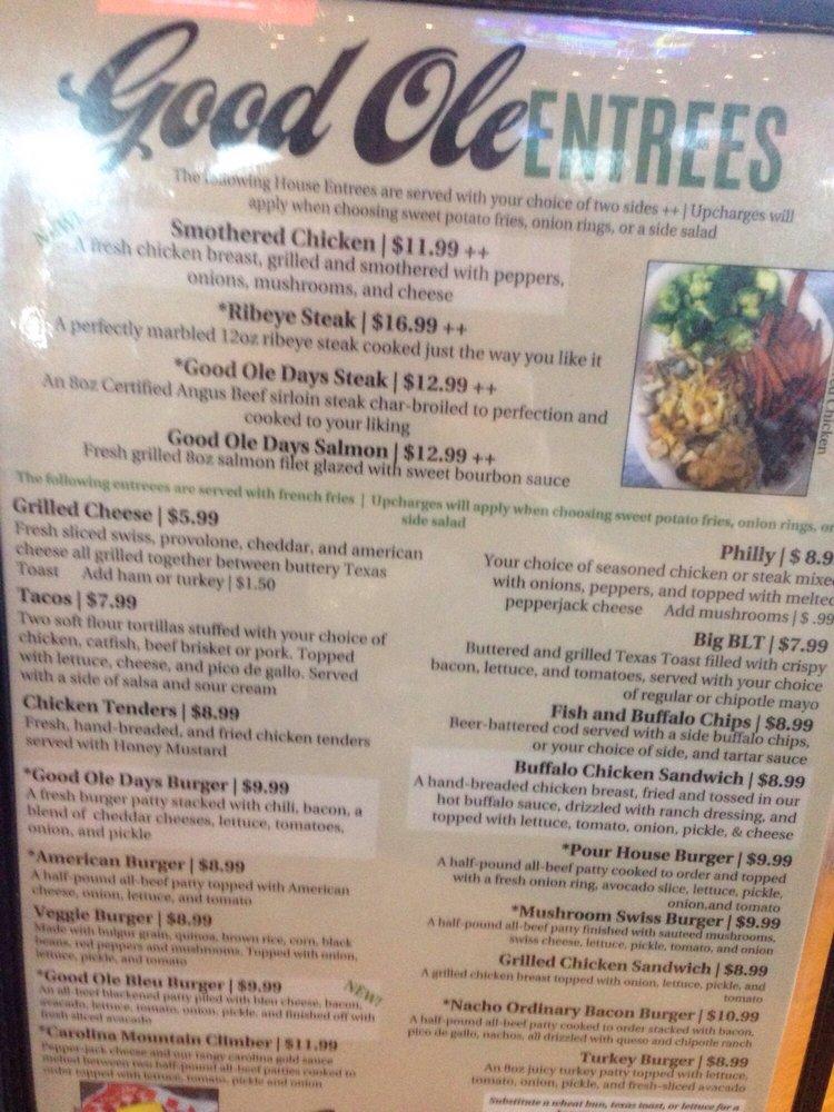 Menu at Good Ole Days Sports Grille pub & bar, Morristown, 247 ...
