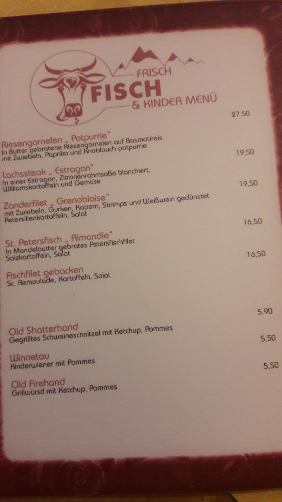 Speisekarte von STEAKHOUSE FRIESACHER, Schladming