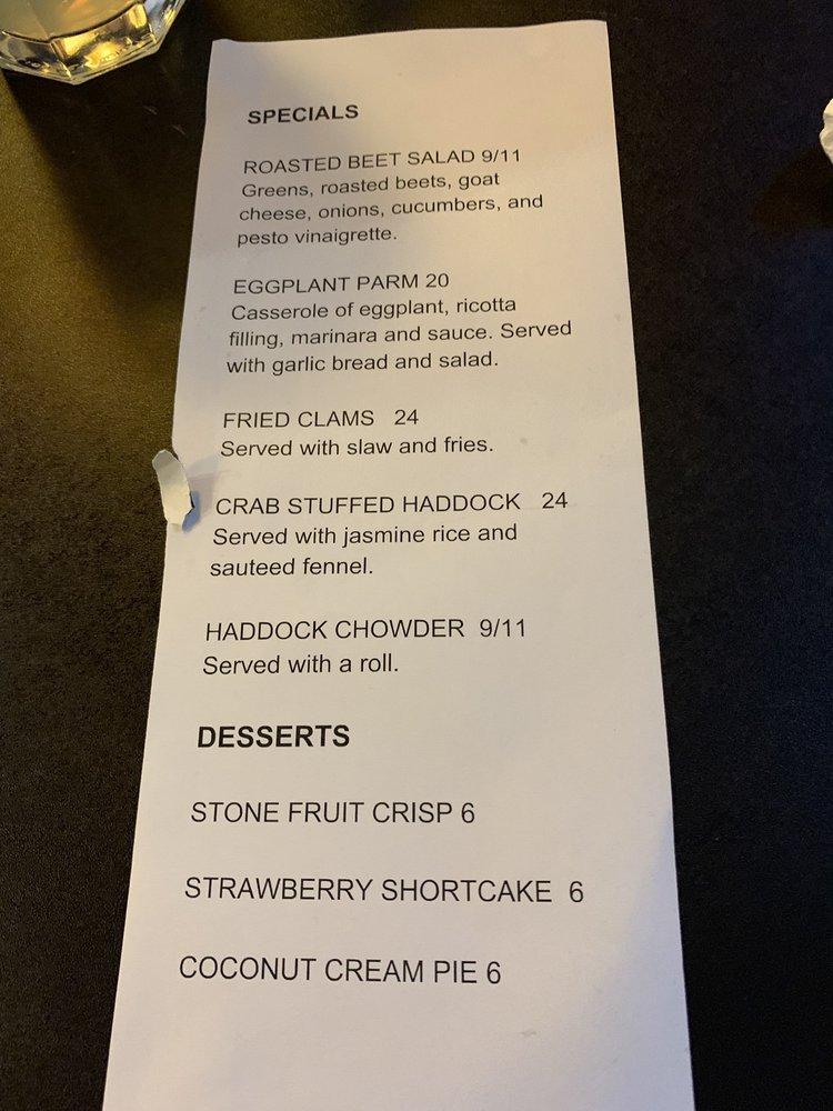 Menu at Slow Bell Cafe, Chebeague Island