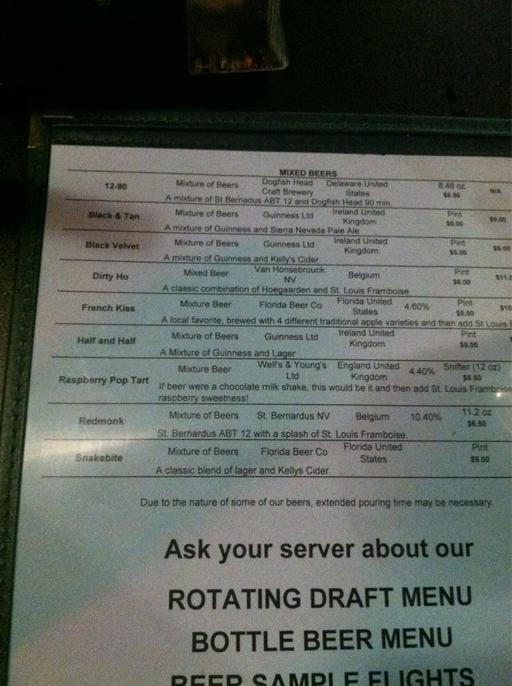 Menu at The Broken Barrel Tavern, Palm Bay