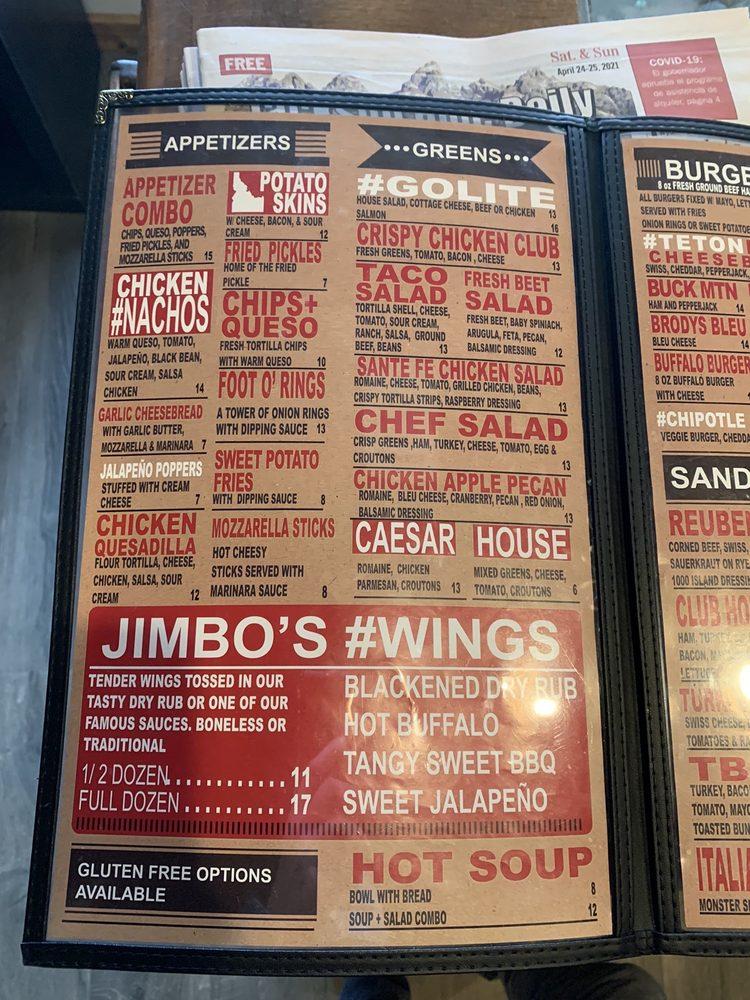 Menu at O'Rourkes Bar & Grille, Driggs