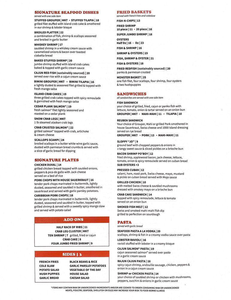 Menu at O'Shucks Seafood & Grill restaurant, Winder