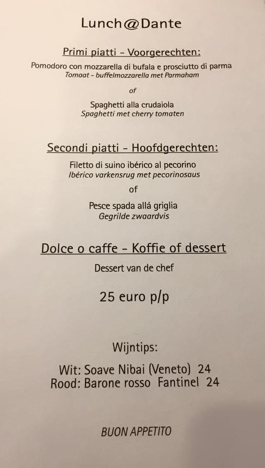 Menu at Ristorante - Pizzeria Dante, Genk