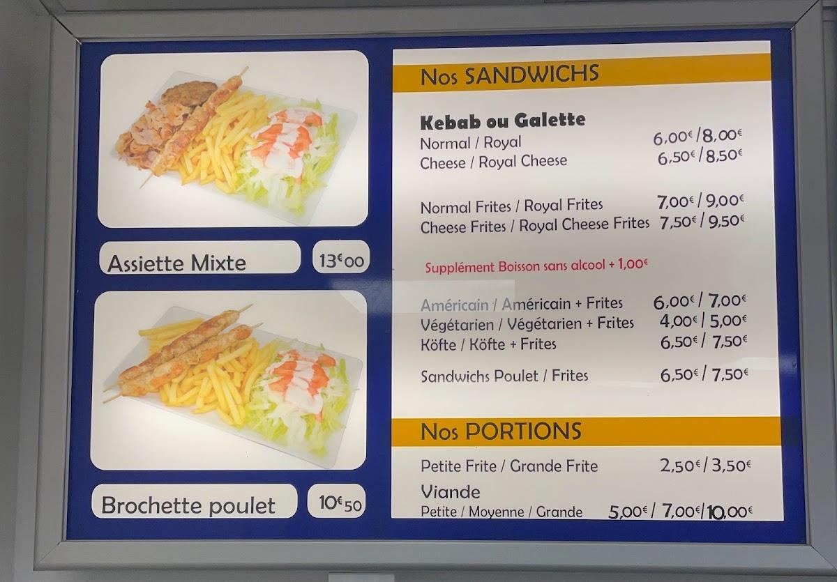 Menu at Royal Kebab Depuis 1997 fast food, Narbonne
