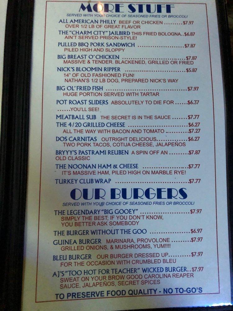 Menu at The Joint St. Pete pub & bar, Saint Petersburg
