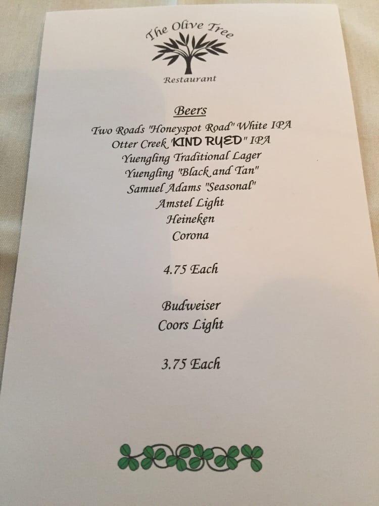Menu at The Olive Tree Restaurant, Woodbury